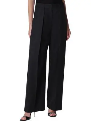 Victoria Beckham Cecilia Trousers In Dark Grey Melange Wool - Gray