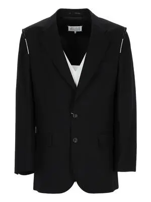 MAISON MARGIELA Single-breasted Virgin Wool Blazer - Black