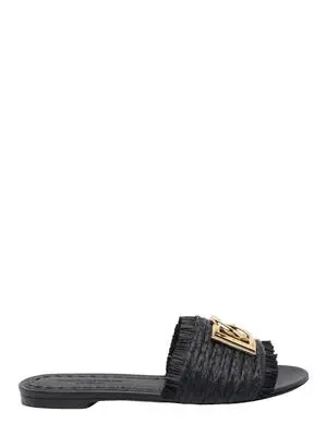 Dolce & Gabbana Logo Slide Sandals - Gold
