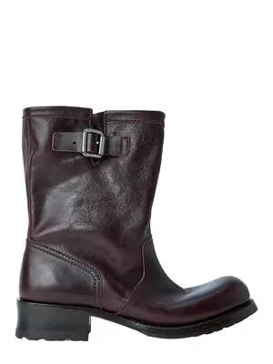 Prada PRADA Leather Mid-Calf Boots Brown