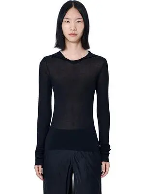 Rick Owens Long Sleeve Hooded Top - Black