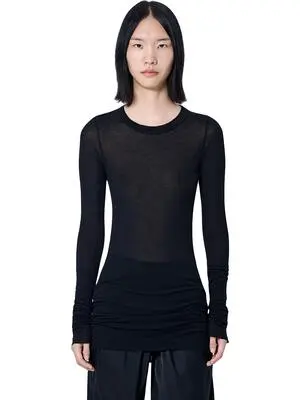 Rick Owens Long Sleeve Sheer Knit Top - Black