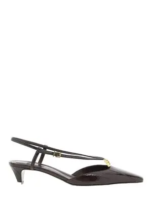 Fendi FENDI FFold Leather Slingback Brown