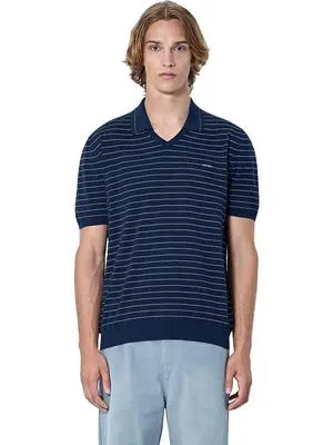 Miu Miu Striped V-neck Polo Shirt - Blue