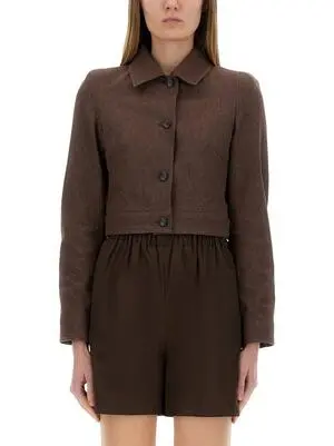 Max Mara Cotton Cropped Jacket - Brown
