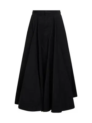Balenciaga Black Cotton Ripstop Godet Maxi Skirt - Multicolor