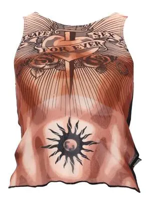 JEAN PAUL GAULTIER Safe Sex Tattoo Print Tank Top - Multicolor
