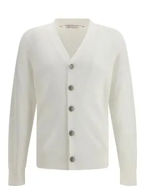 Brunello Cucinelli Ribbed Cardigan - White