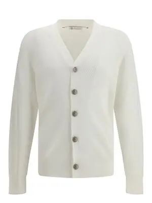 Brunello Cucinelli Ribbed Cardigan - White