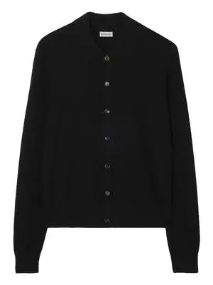 Burberry Fine-knit Wool Check Placket Cardigan - Black