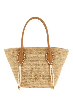 CHRISTIAN LOUBOUTIN Raffia Shoulder Bag - Cream