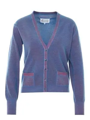 MAISON MARGIELA Virgin Wool V-neck Cardigan - Blue