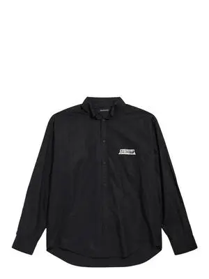 Balenciaga Masking Tape Large Fit Poplin Shirt - Black