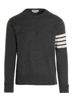 Thom Browne 4 Bar Merino Wool Pullover - Gray