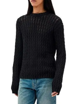 ANN DEMEULEMEESTER Cable Knit Jumper - Black