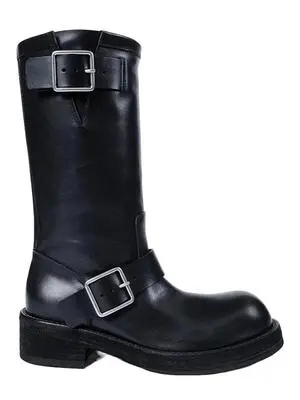 ANN DEMEULEMEESTER Calf Leather Buckle-fastening Strap Boots - Black