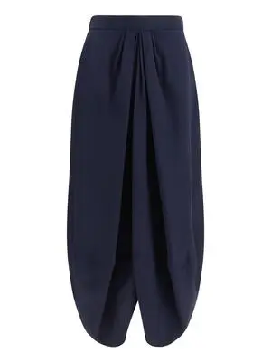 Giorgio Armani Pleated Silk Skirt - Blue
