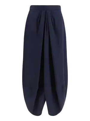 Giorgio Armani Pleated Silk Skirt - Blue