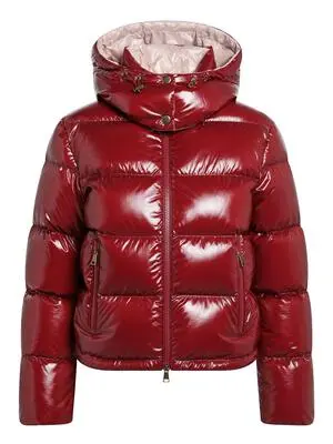 Moncler Niveole Cropped Down Jacket In Glossy Nylon - Red