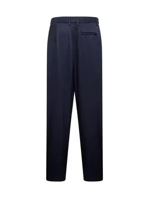 Giorgio Armani Blue Double Silk Satin One-pleat Trousers - Multicolor