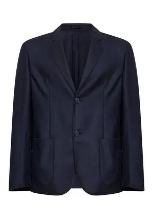 Giorgio Armani Chevron Wool And Cashmere Single-breasted Jacket - Multicolor