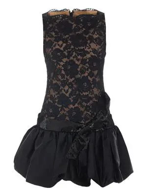 SELF-PORTRAIT Hem Mini Dress - Black