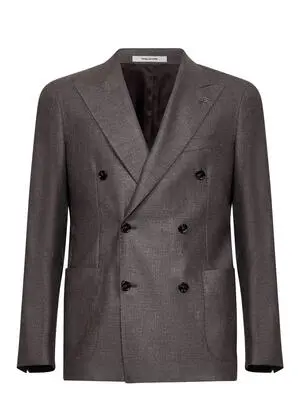 Tagliatore Tobacco Silk And Wool Vesuvio Double-breasted Blazer - Multicolor