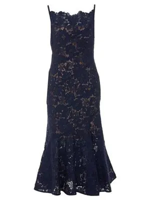 SELF-PORTRAIT Spiral Lace Midi Dress - Blue