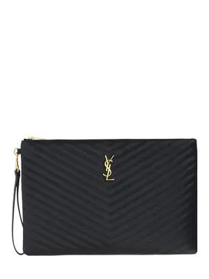 Saint Laurent Leather Pouch - Black