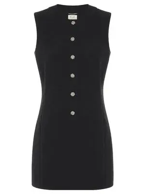 Saint Laurent Crystal-embellished Mini Dress - Black