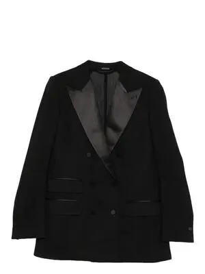 TOM FORD Double-breasted Peak Lapel Blazer - Black