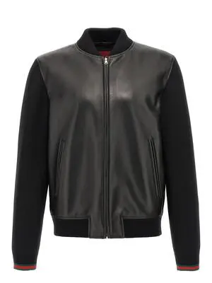 Gucci Bimaterial Bomber Jacket - Black