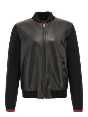 Gucci Bimaterial Bomber Jacket - Black