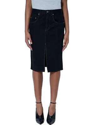 Saint Laurent Denim Midi Skirt - Black
