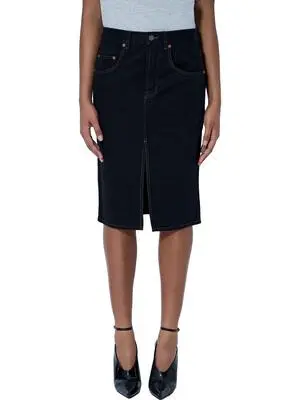 Saint Laurent Denim Midi Skirt - Black