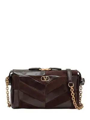 Valentino Garavani Panthea Small Shoulder Bag In Ebony - Brown
