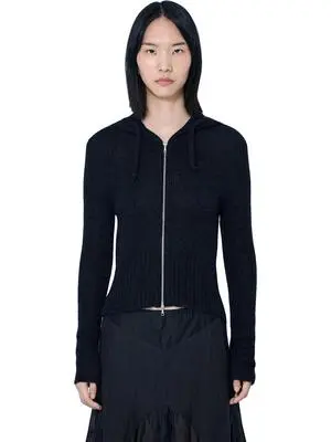 Our Legacy Compact Hooded Zip-up Cardigan - Black
