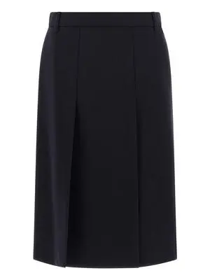 Prada Virgin Wool Multi-split Midi Skirt - Blue