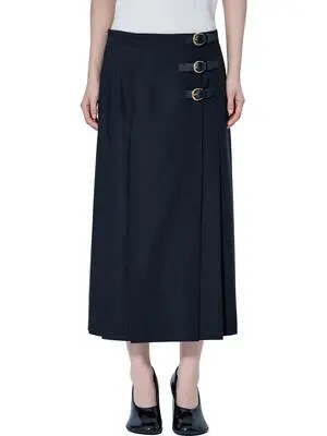 Chloé Virgin Wool Skirt With Buckles - Black