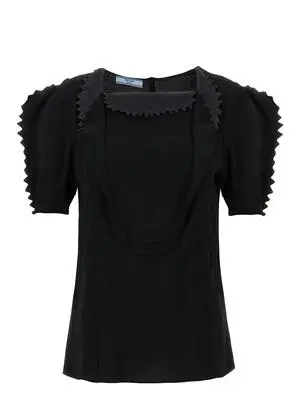 Prada Cady Crêpe Top - Black