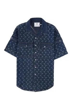 MARINE SERRE All-over Print Denim Shirt - Blue