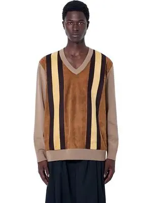 Miu Miu V-neck Sweater With Contrast Stripes - Multicolor