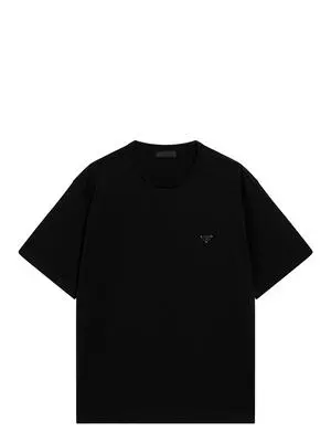 Prada Boxy Cotton Crew-neck T-shirt - Black