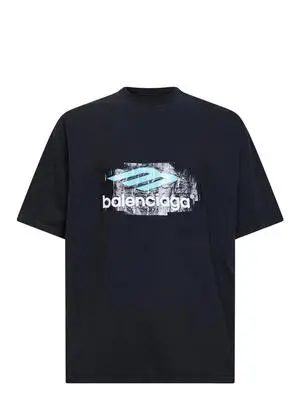 Balenciaga Black Jersey Oversized T-shirt - Multicolor