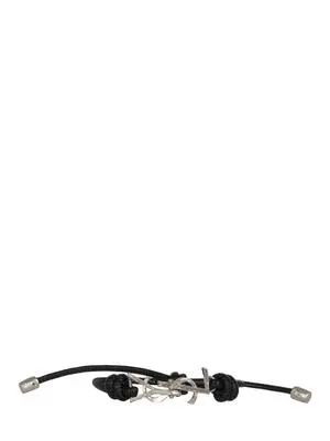Saint Laurent Cassandre Leather And Brass Bracelet - Black
