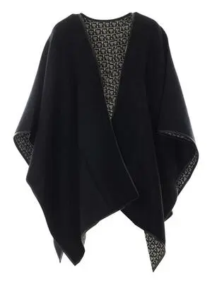 FERRAGAMO Gancini Reversible Poncho - Black