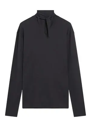LEMAIRE Long-sleeved Sweater With Integrated Scarf Detail - Gray