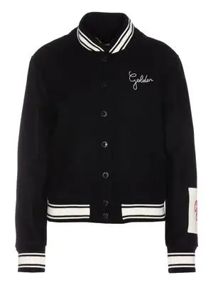 GOLDEN GOOSE Embroidered Golden Logo Bomber - Blue