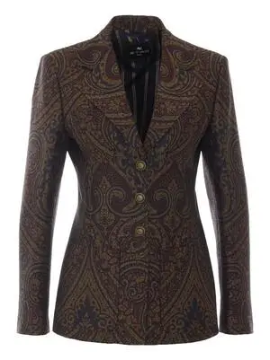 Etro Paisley Print Single Breasted Jacket - Brown