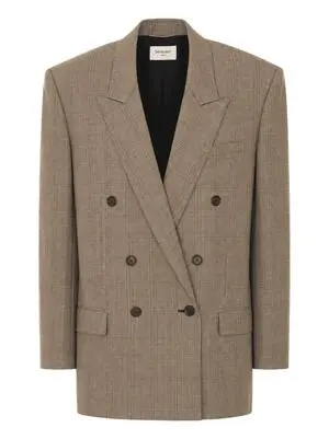 Saint Laurent SAINT LAURENT Prince Of Wales Pied De Poule Jacket Cream
